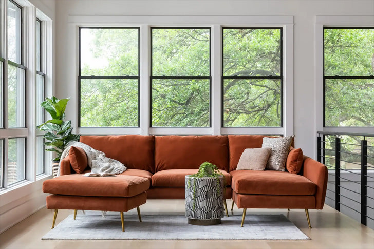 Park Sectional Sofa Rust Velvet Edloe Finch Edloe Finch Furniture Co