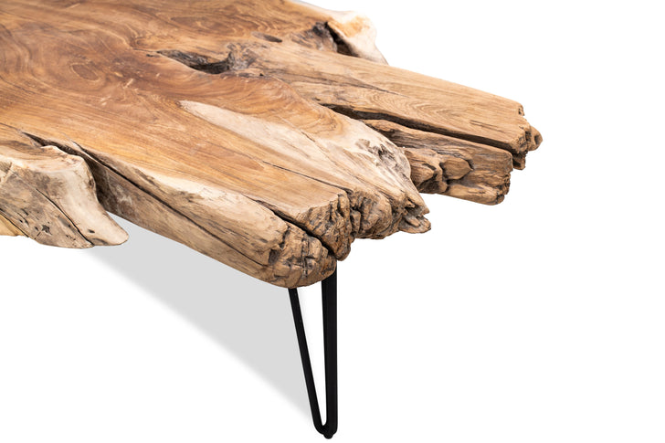 Nala Modern Teak Wood Live Edge Coffee Table – Edloe Finch Furniture Co.